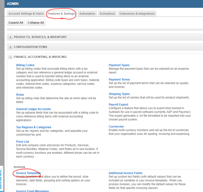 Creating a payment link in the Autotask invoice
