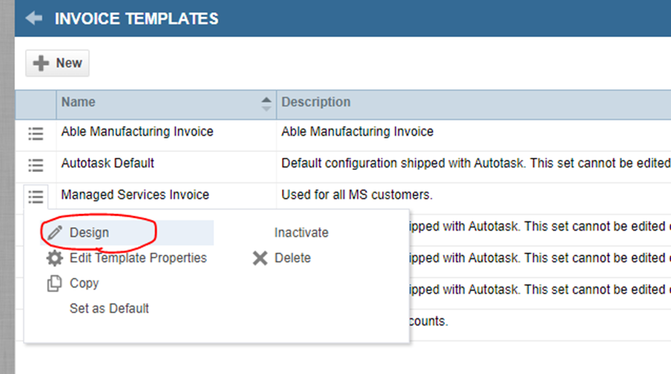Autotask pay online button for PDF invoices and email templates
